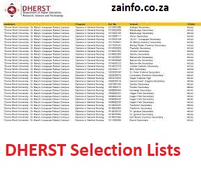 DHERST Selection Lists 2024-2025 | Grade 12 - Top Information Portal