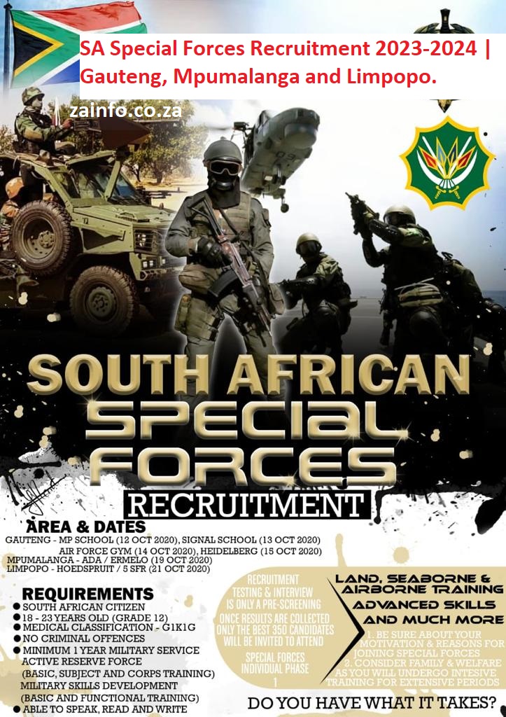 SA Special Forces Recruitment 2023-2024 | Gauteng, Mpumalanga and ...